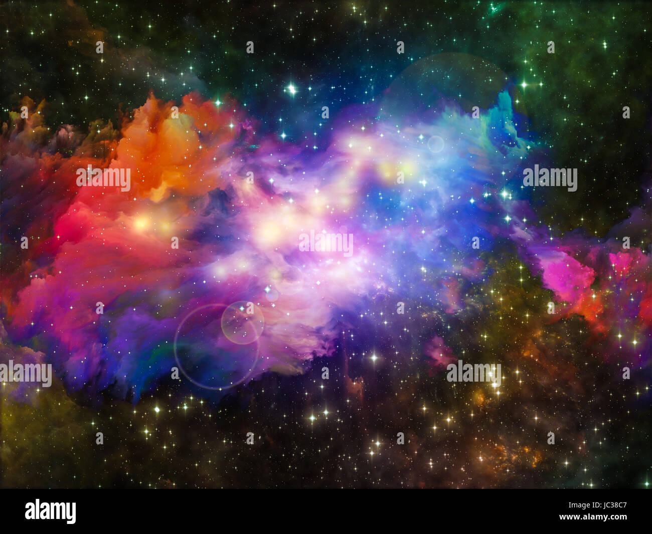 Colors in Space series. Composition of colorful clouds and space ...