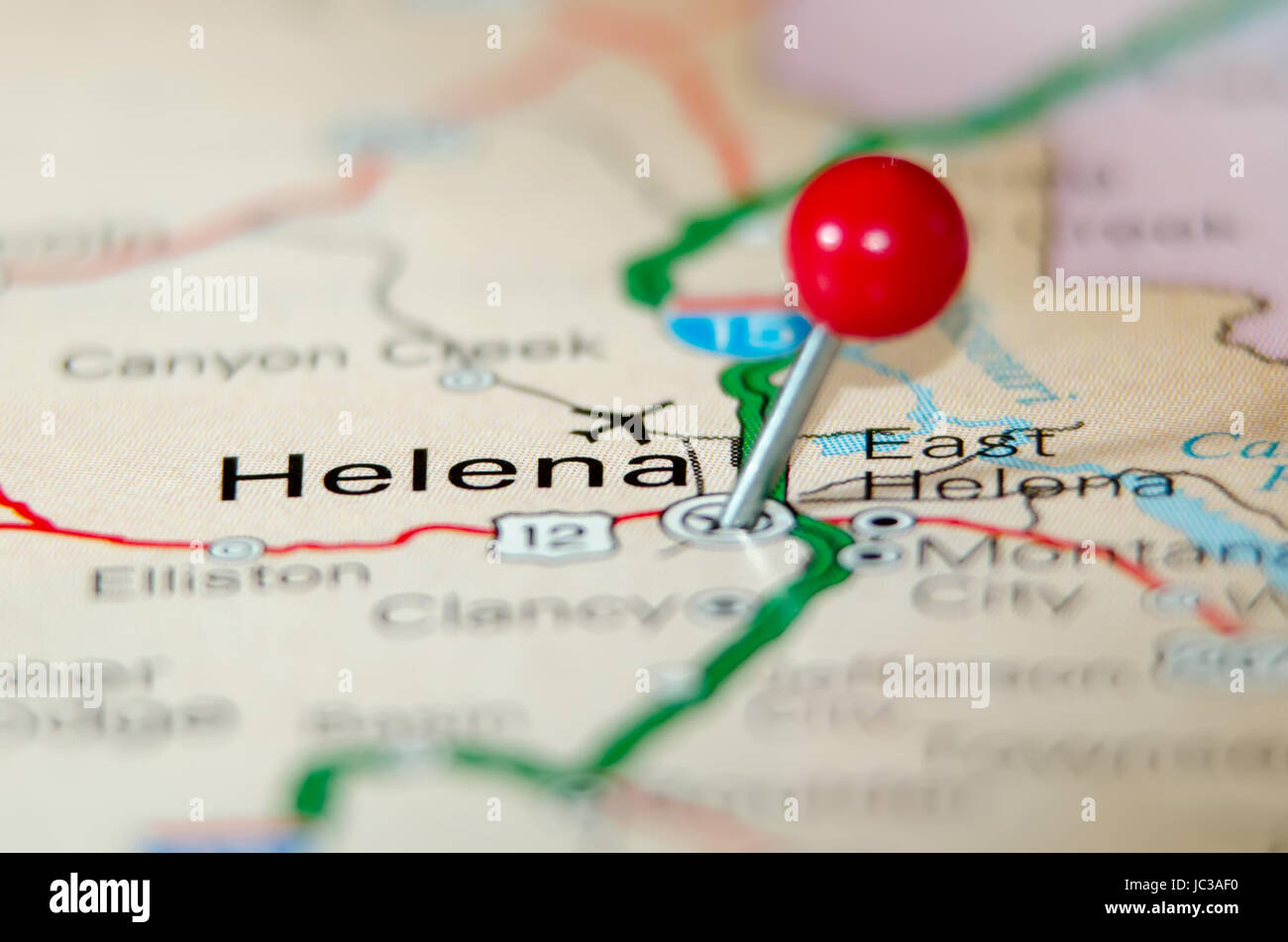 helena city pin on the map Stock Photo - Alamy