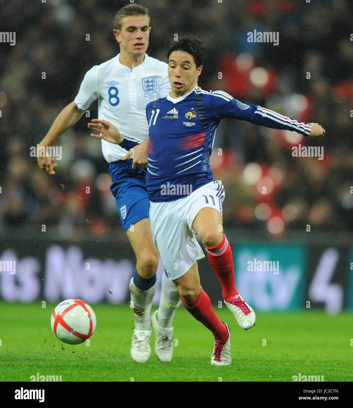 JORDAN HENDERSON & SAMIR NASRI ENGLAND V FRANCE WEMBLEY STADIUM LONDON ...