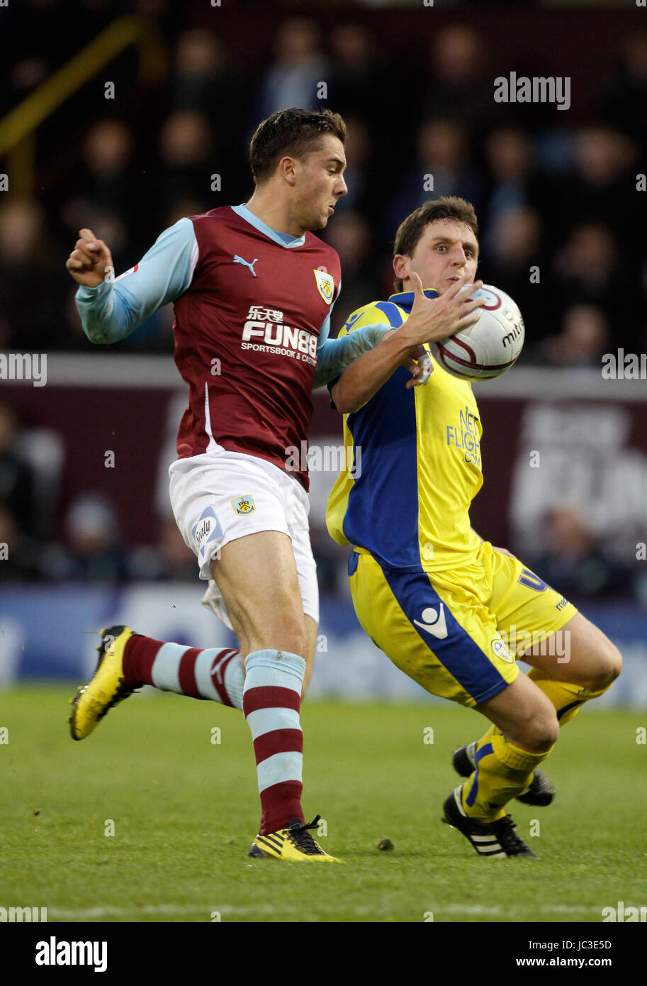 JAY RODRIGUEZ BEATS ALEX BRUCE BURNLEY V LEEDS UNITED TURF MOOR BURNLEY ...