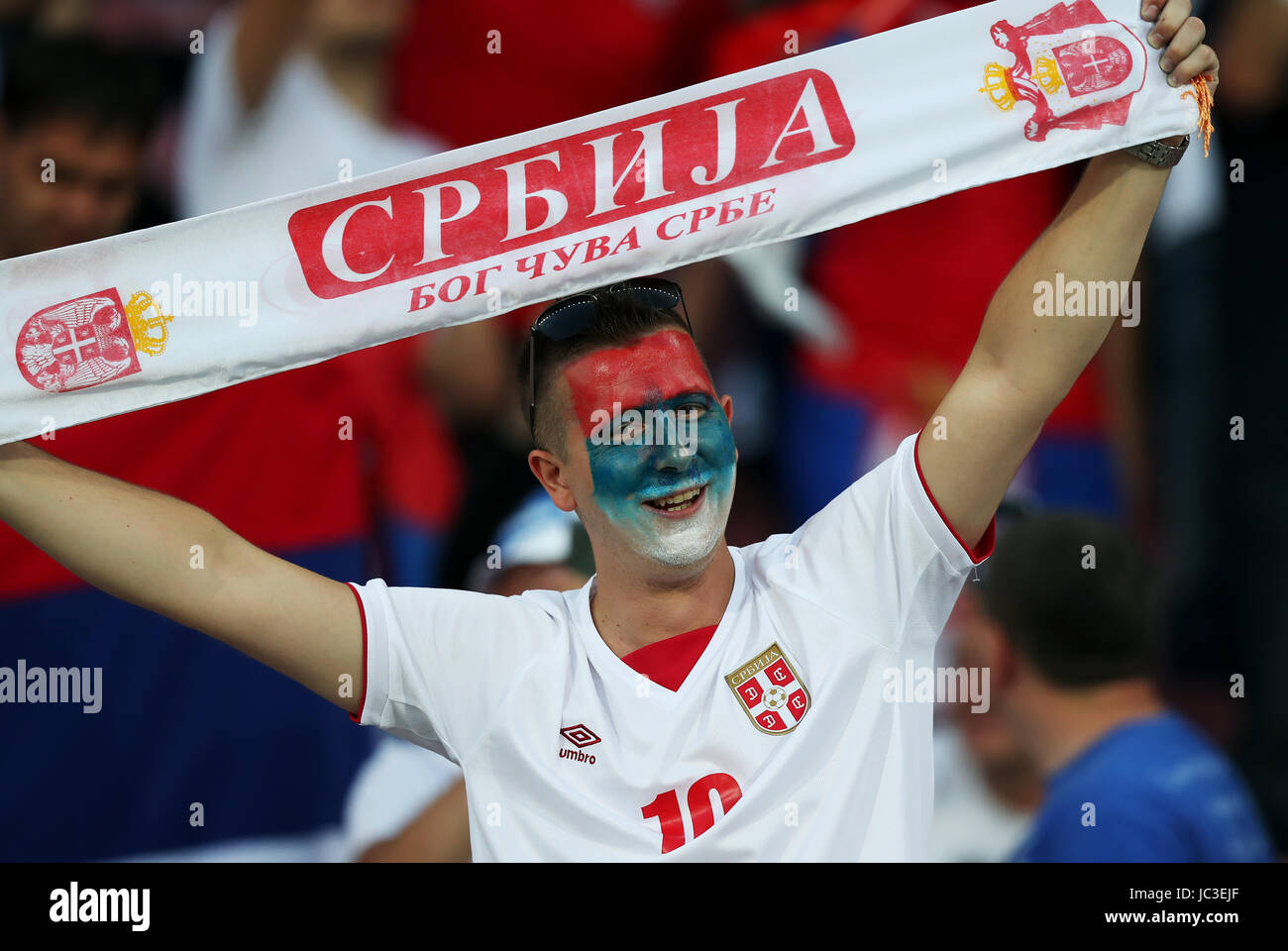 A Serbia fan in the stands during the match Stock Photo - Alamy