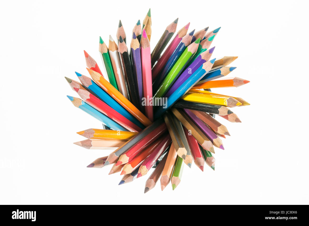 many different colored pencils on top look like radius with white ...