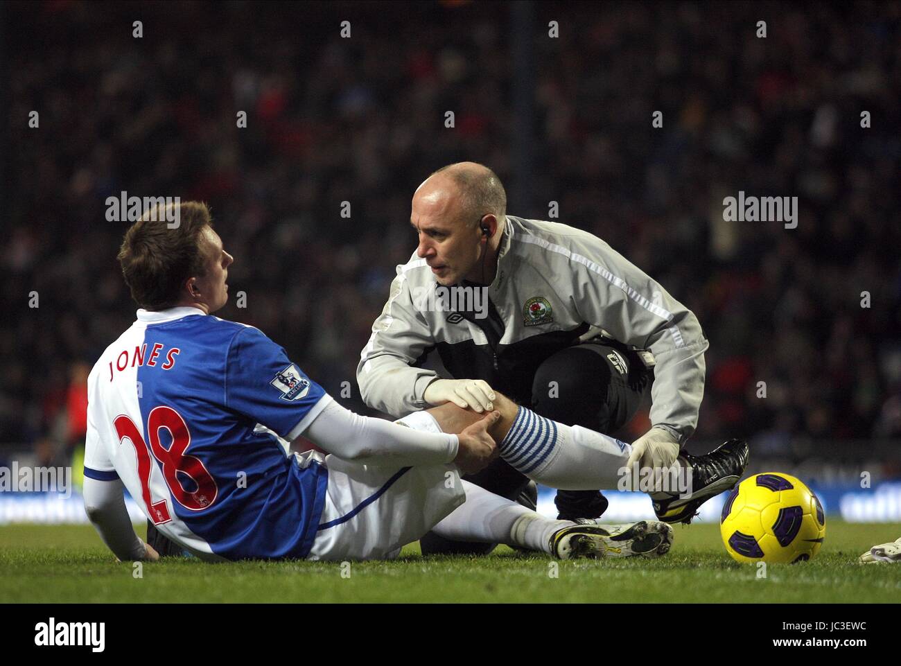 PHIL JONES INJURY BLACKBURN ROVERS FC EWOOD PARK BLACKBURN ENGLAND 18 ...