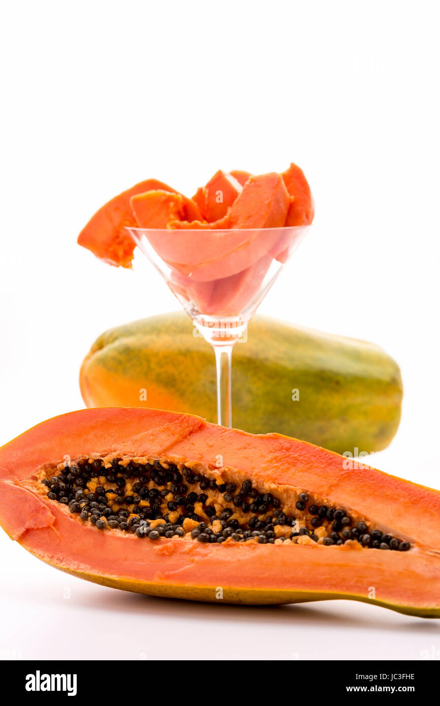 A longitudinal section through the globose body of a papaya fruit ...