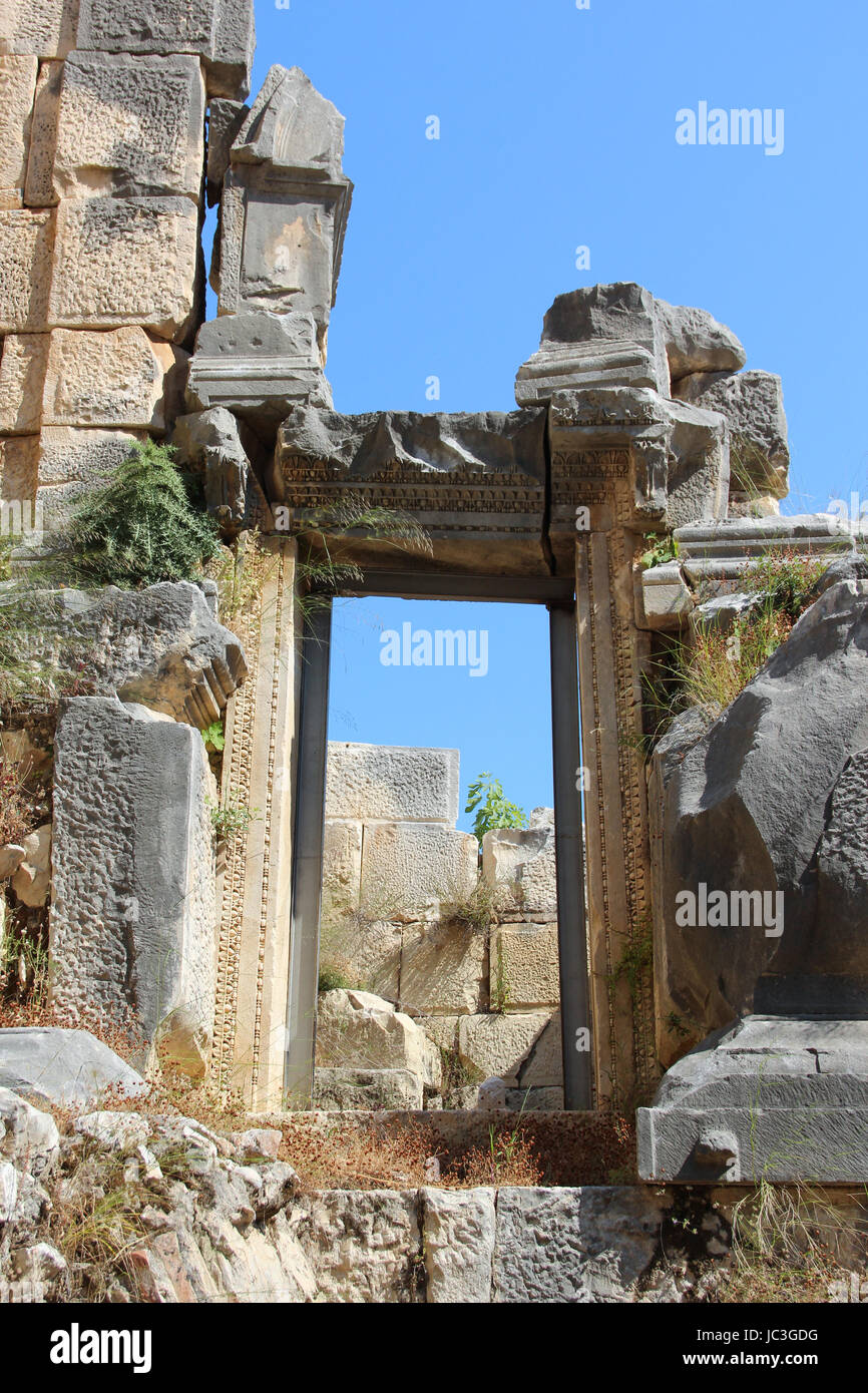 Antique marble gate in amphitheatre in Myra Lycian Stock Photo - Alamy