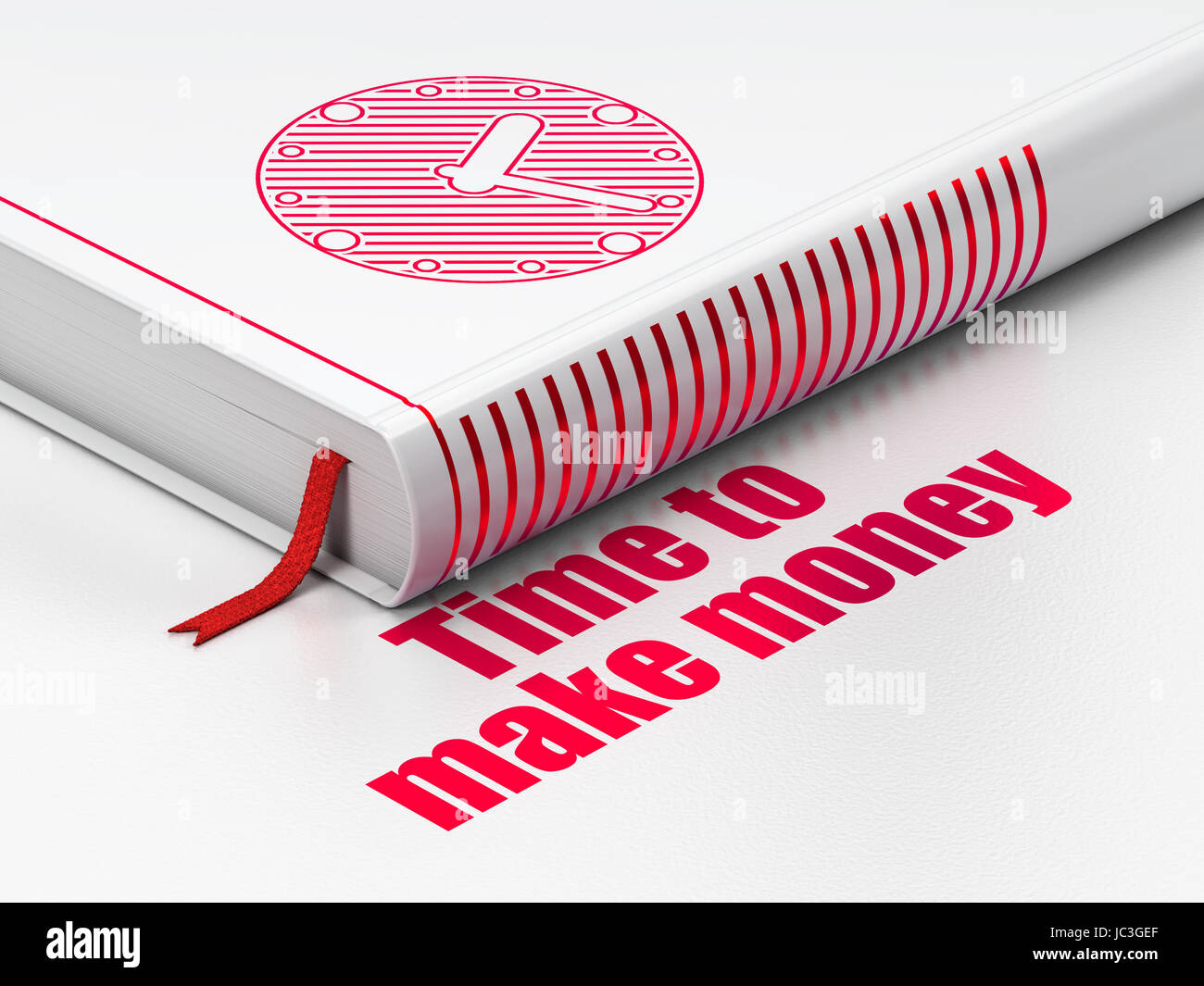 Timeline concept: book Clock, Time to Make money on white background ...