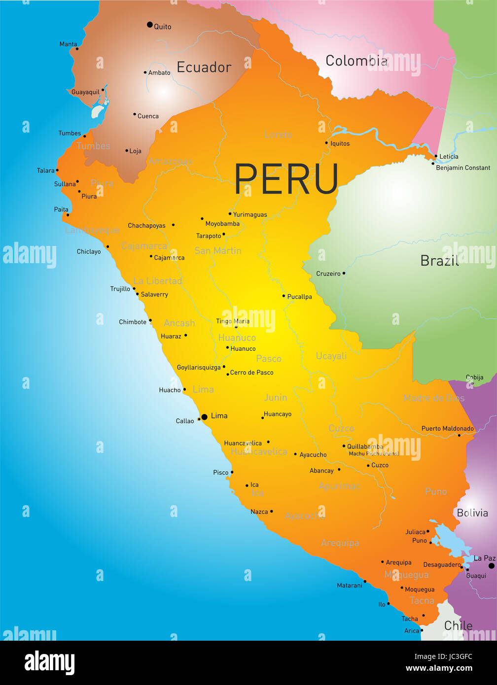 Vector color map of Peru country Stock Photo - Alamy