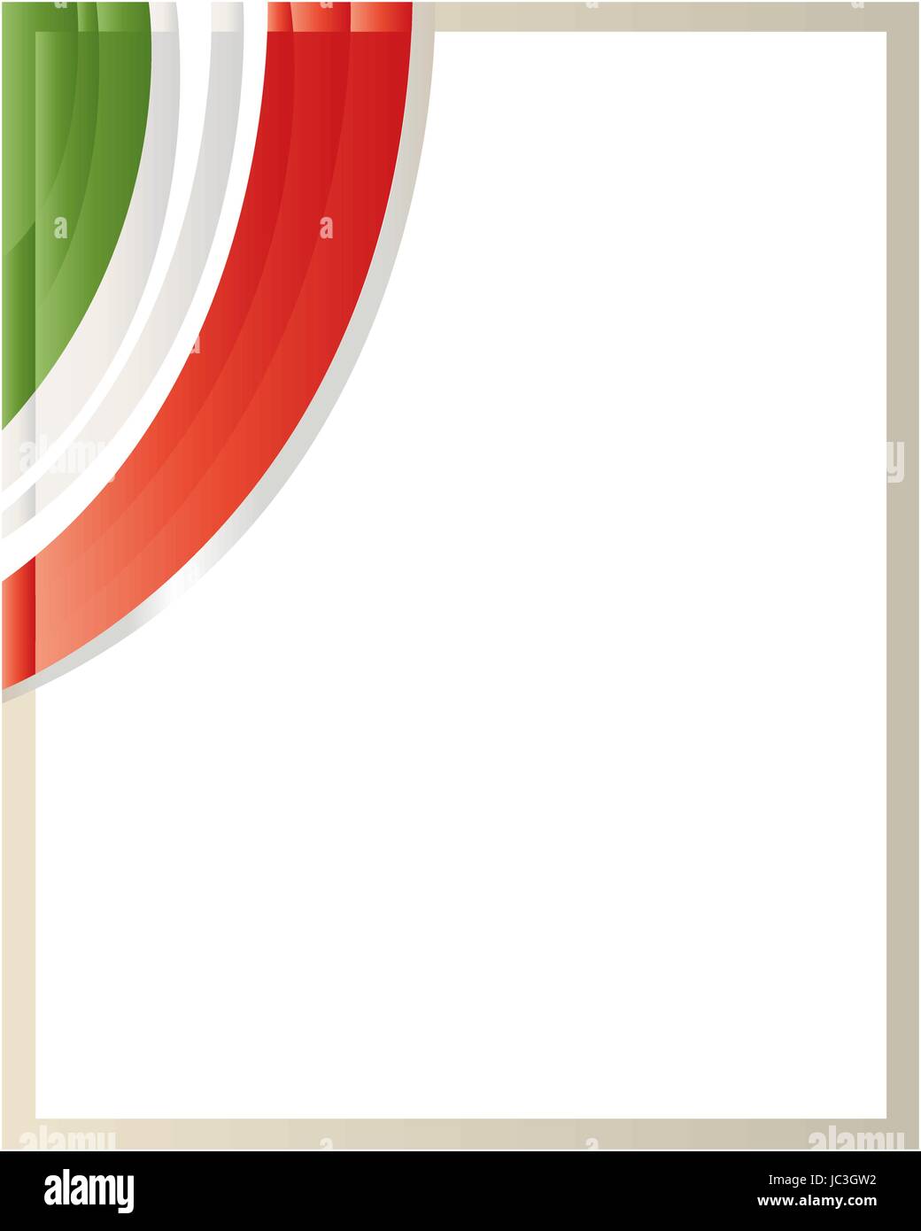 Italian flag wave pattern on white background with copy space for text ...