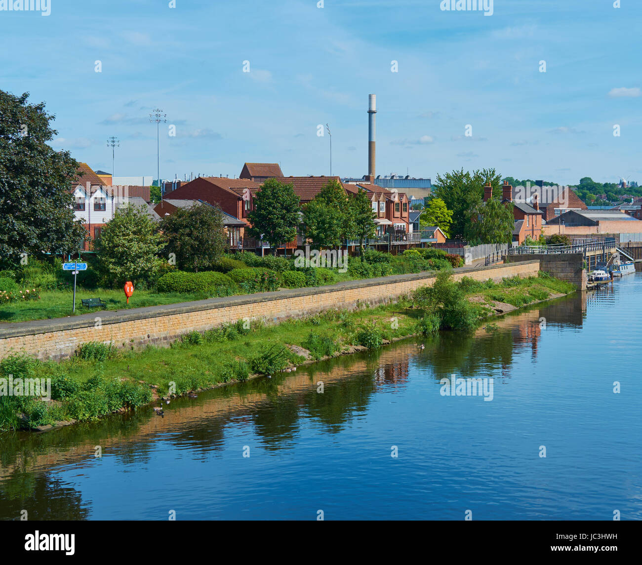 River Trent riverside path, Nottingham, Nottinghamshire, east Midlands ...