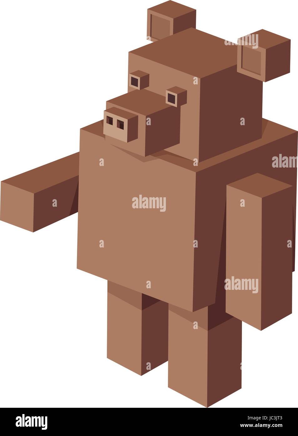 Cartoon Illustration of Cubical Bear Animal 3d Game Character Stock ...