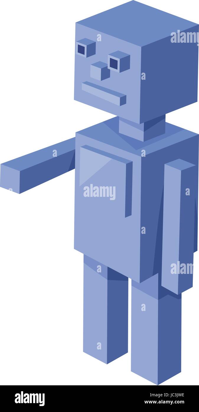 Cartoon Illustration of Cubical Robot 3d Game Character Stock Vector ...