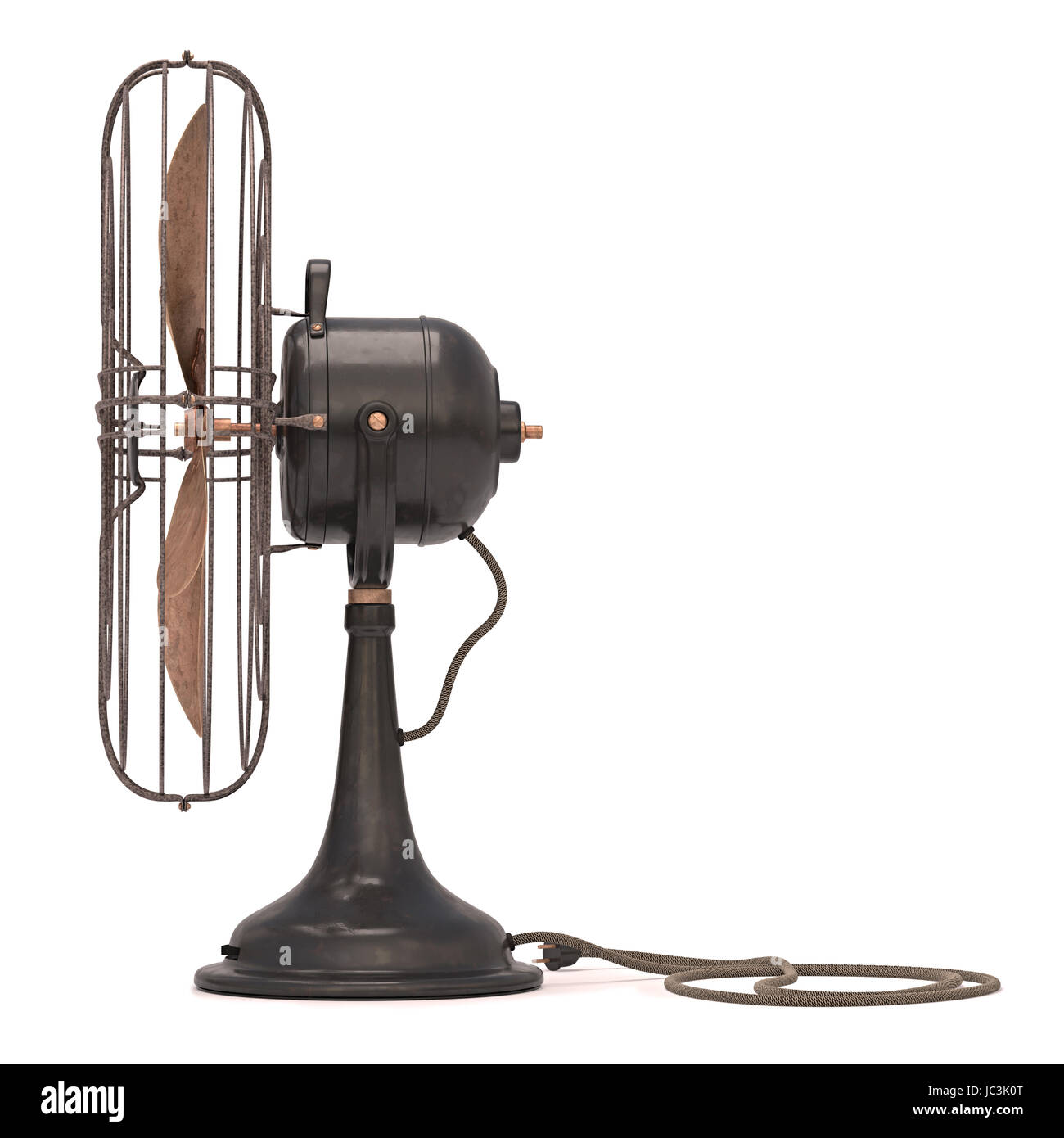 Antique and old fan isolated on the white background. Clipping path ...