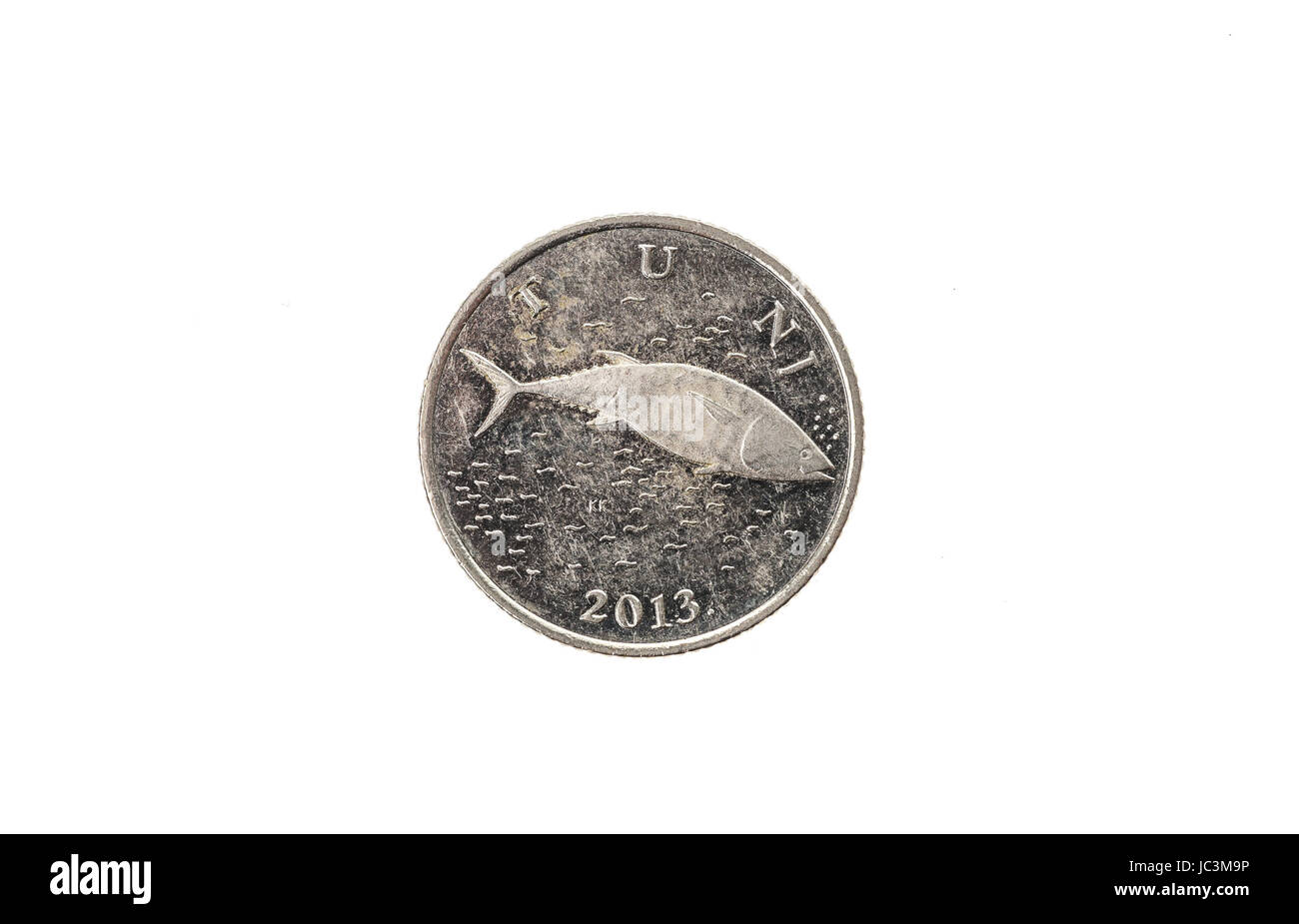 Old used and worn out 2 kuna coin. Coin of croatian currency for two ...