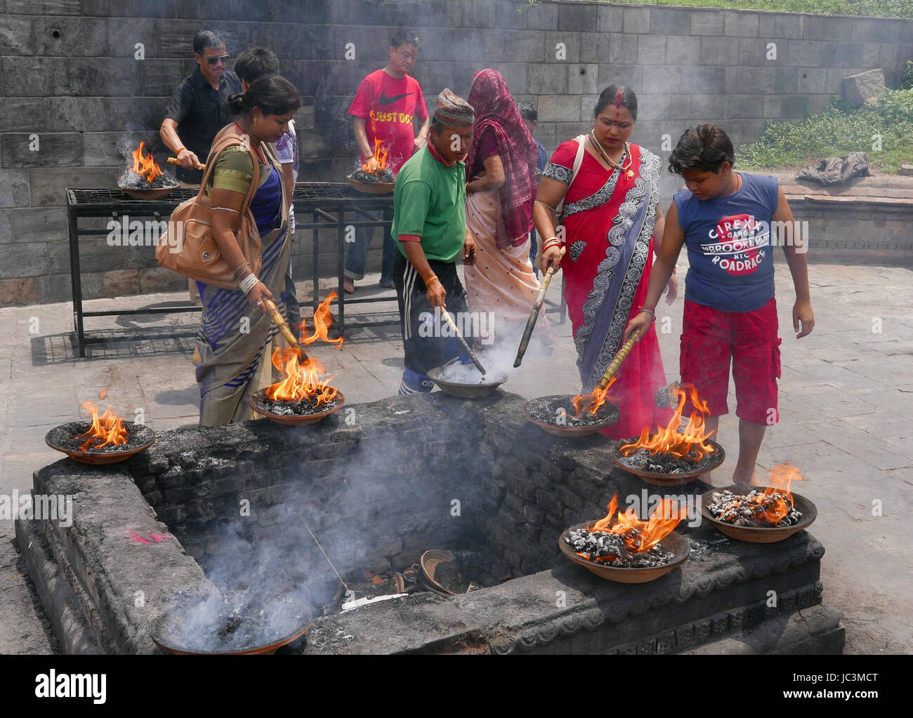 Hindu fire ritual at the The Pashupatinath Temple sacred Hindu temple ...