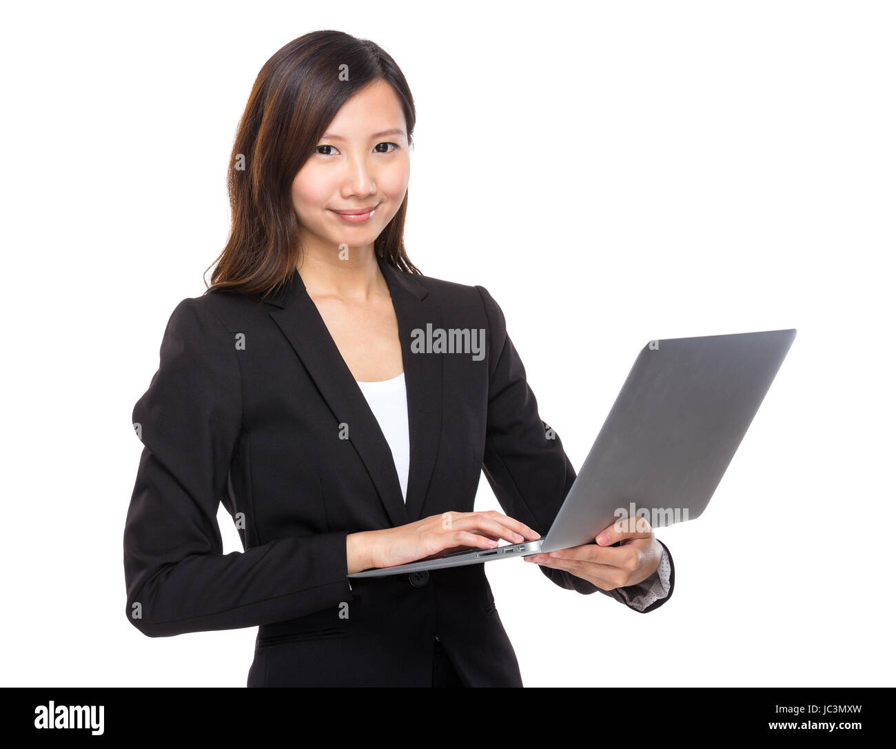 Business woman use laptop computer Stock Photo - Alamy