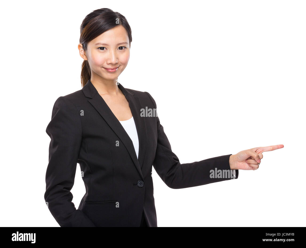 Businesswoman finger up Stock Photo - Alamy
