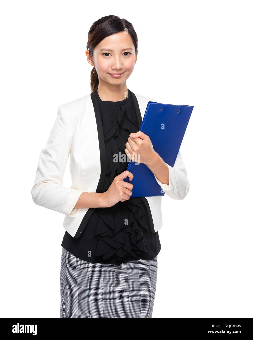 Business woman with clipboard Stock Photo - Alamy