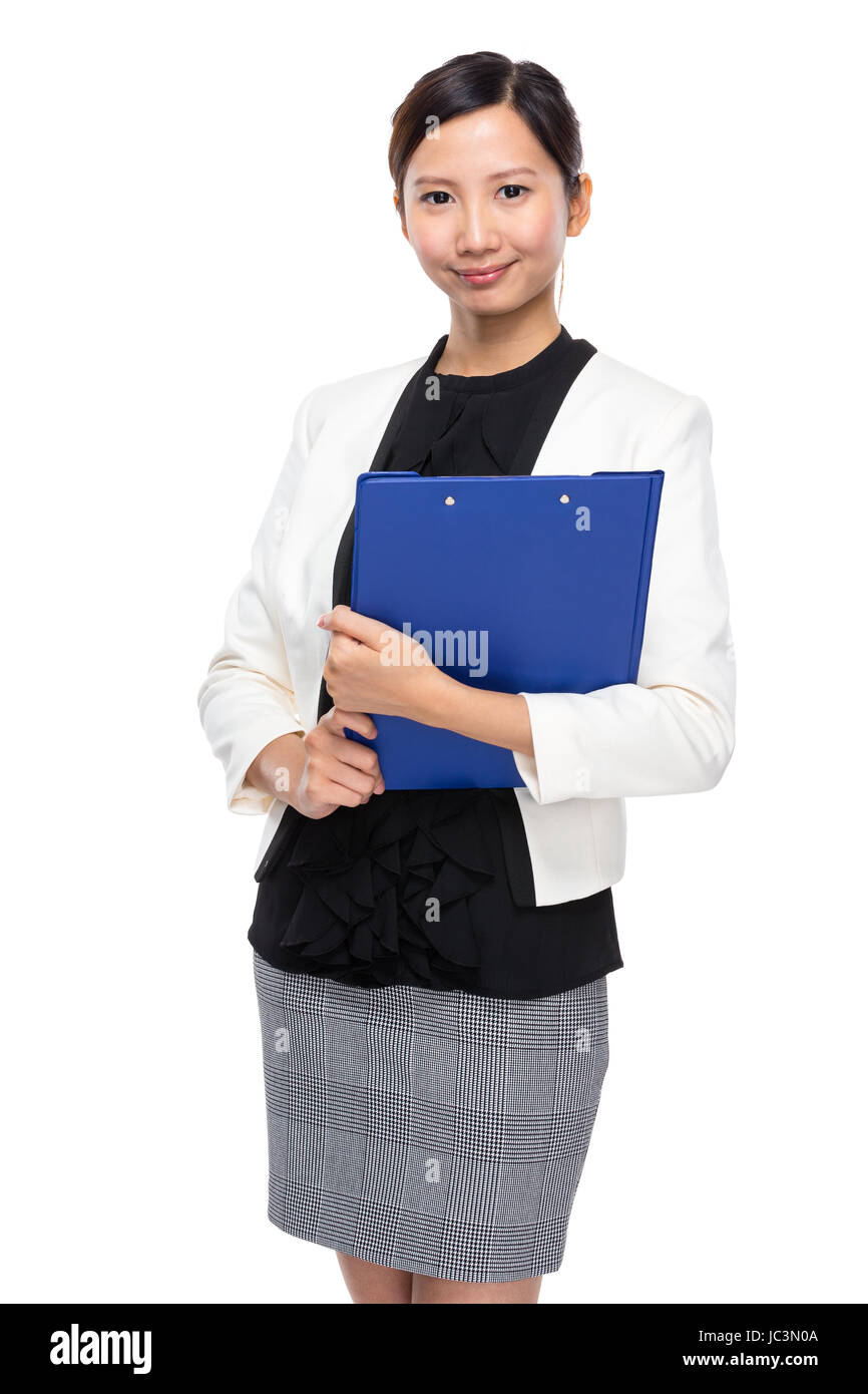 Asian business executive with clipboard Stock Photo - Alamy