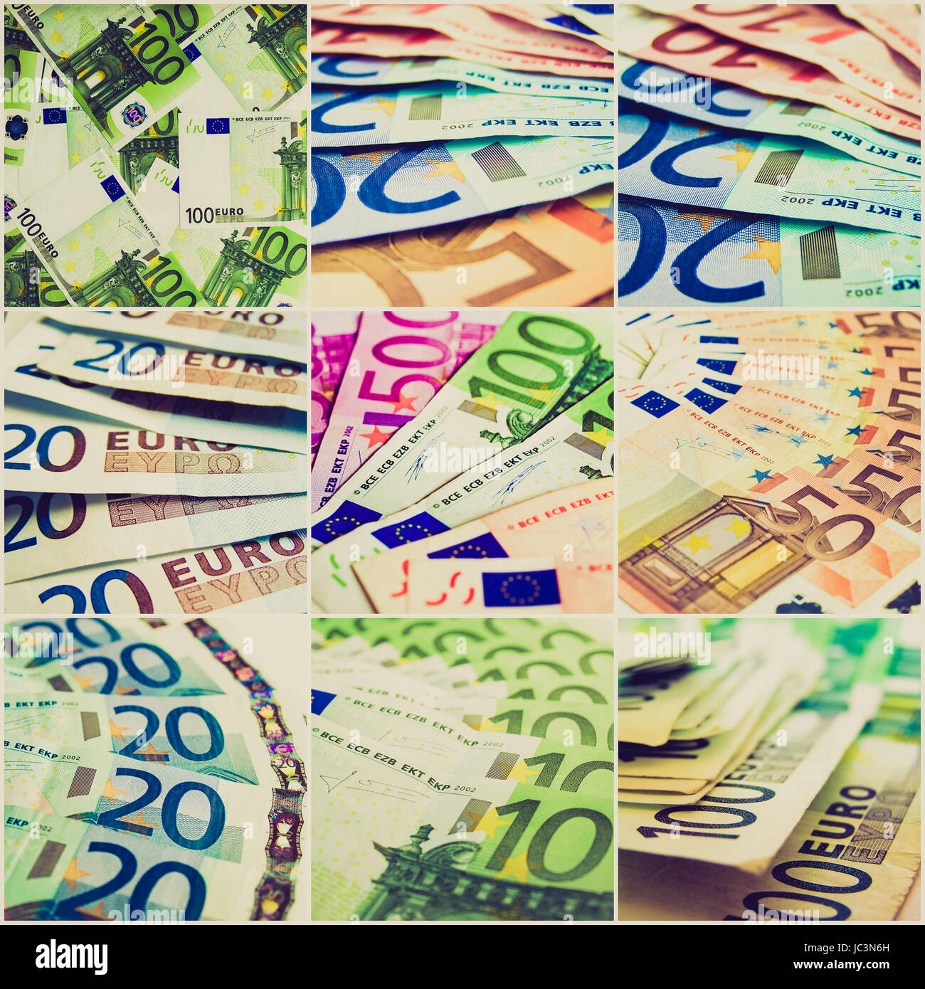 Vintage retro looking Euro money collage with many bank notes Stock ...
