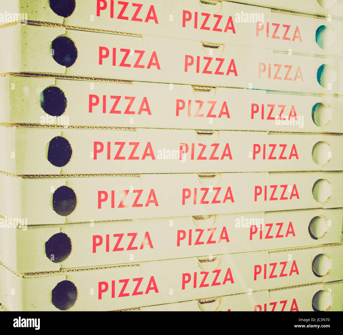 Vintage retro looking Corrugated cardboard boxes for take away pizza ...