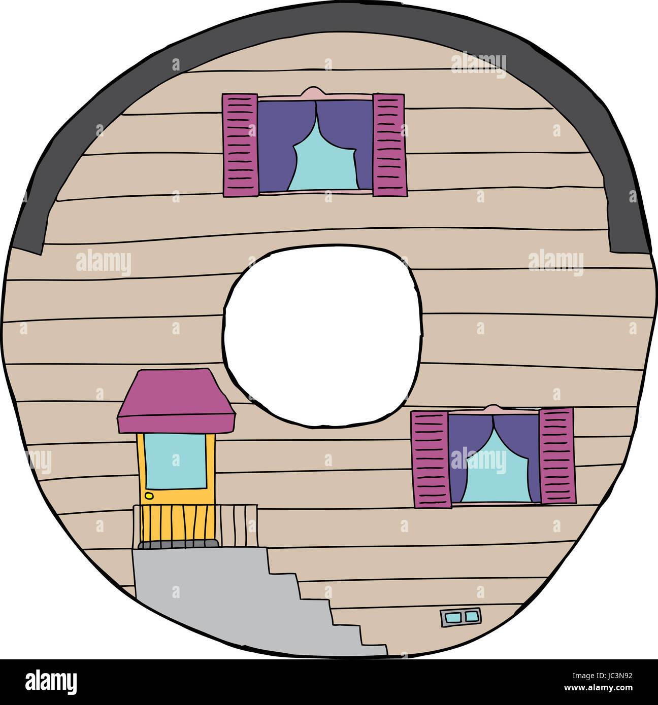 Single home in the shape of the letter O Stock Photo - Alamy