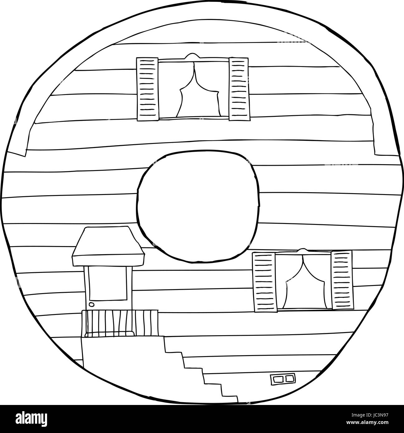 Outlined black letter O in the shape of a house Stock Photo - Alamy