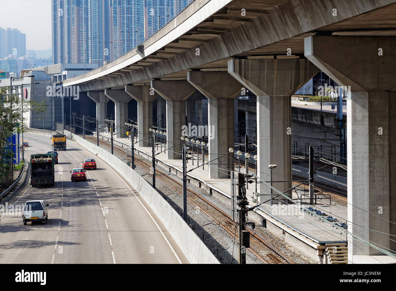 Freeway Overpasses and Train Tracks at day Stock Photo - Alamy