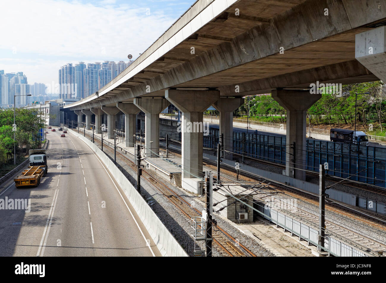 Freeway Overpasses and Train Tracks at day Stock Photo - Alamy