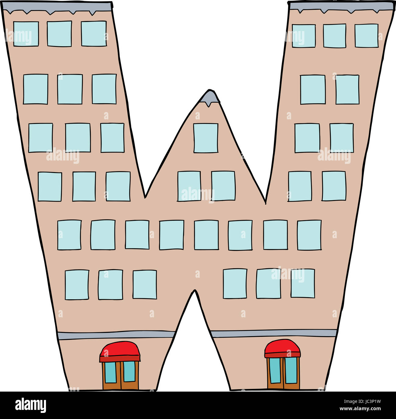 Isolated letter W in shape of tall building Stock Photo - Alamy