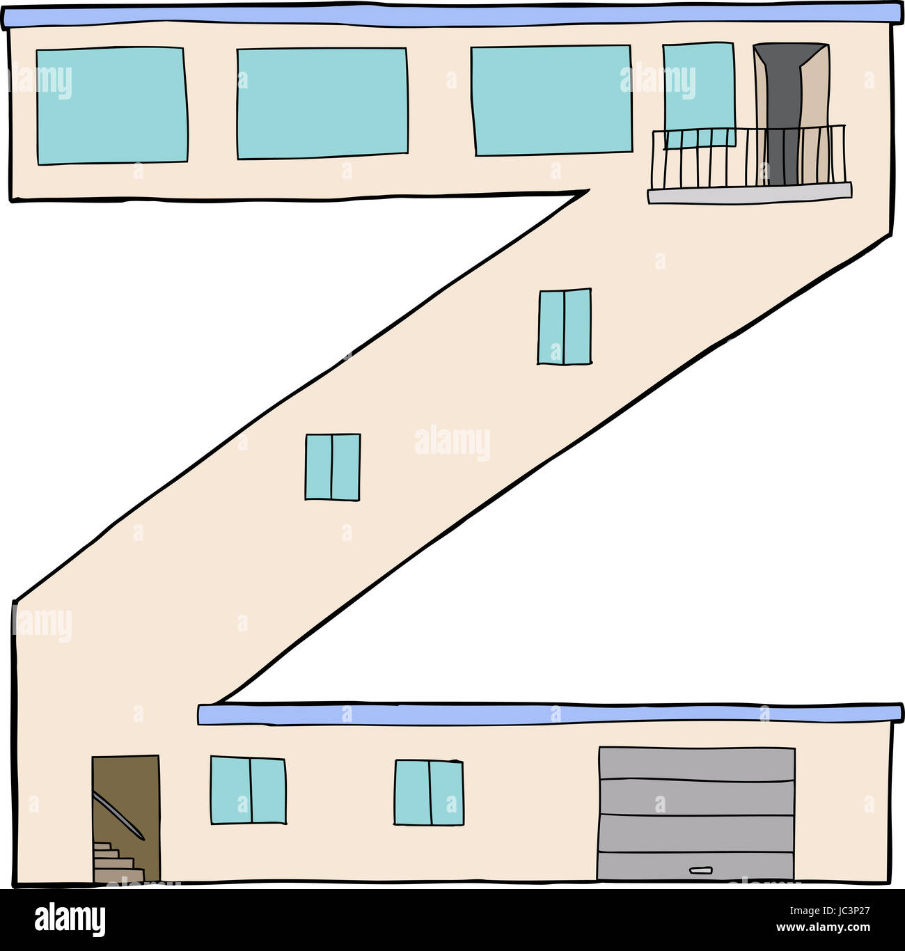 Isolated letter Z as contemporary house with garage and balcony Stock ...