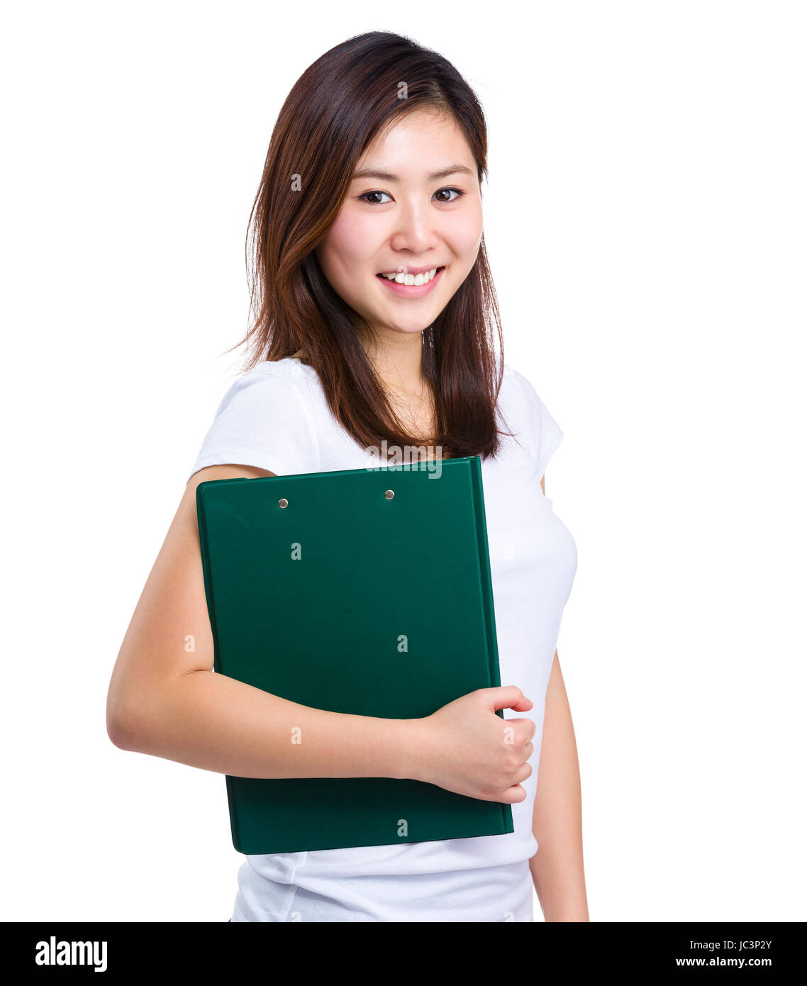 Woman with clipboard Stock Photo - Alamy
