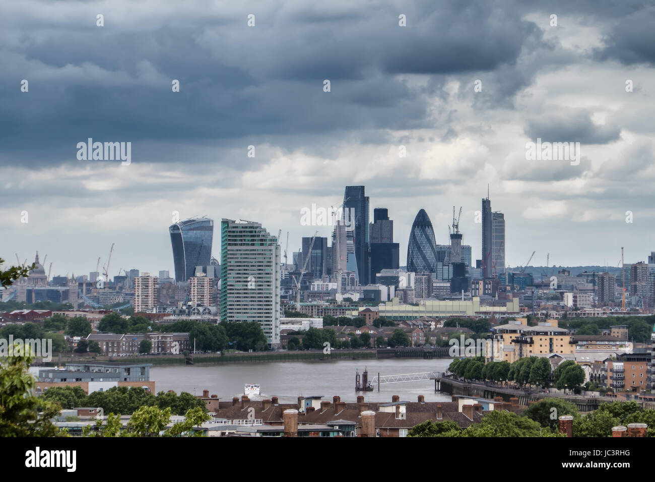 London skyline with the river Thames, UK Stock Photo - Alamy