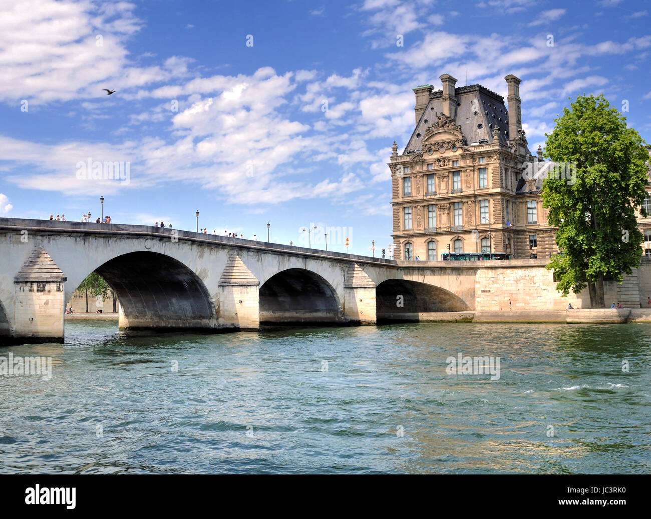landscape of Paris with Louvre Museum and the river the Seine Stock ...