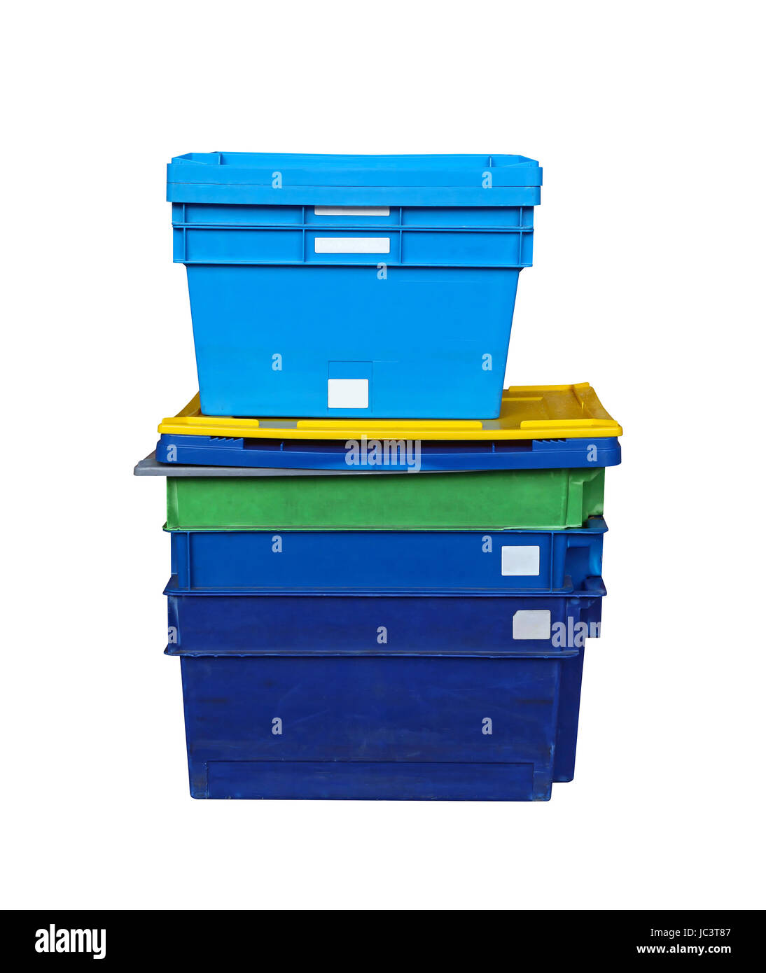 Plastic transport boxes isolated included clipping path Stock Photo - Alamy