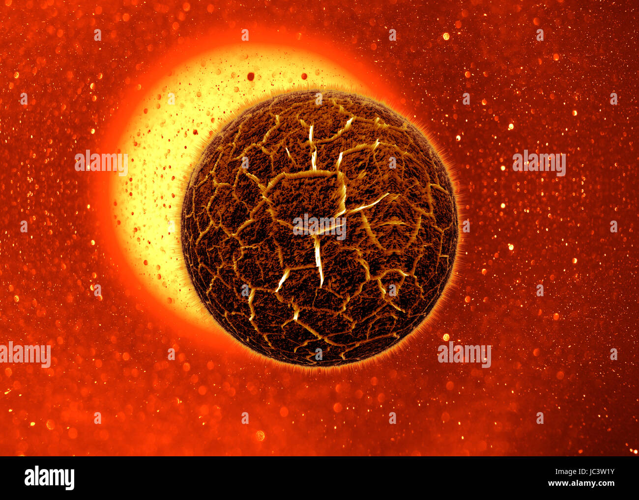 Simulated Planet explosion, Exploding fire planet Stock Photo - Alamy