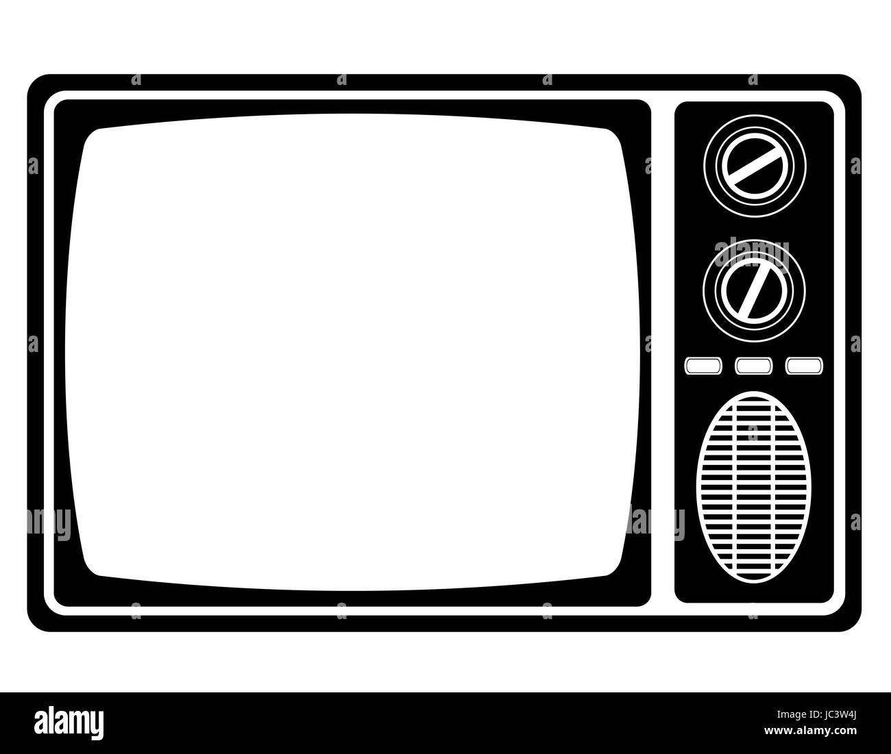 tv old retro vintage icon stock vector illustration black outline ...