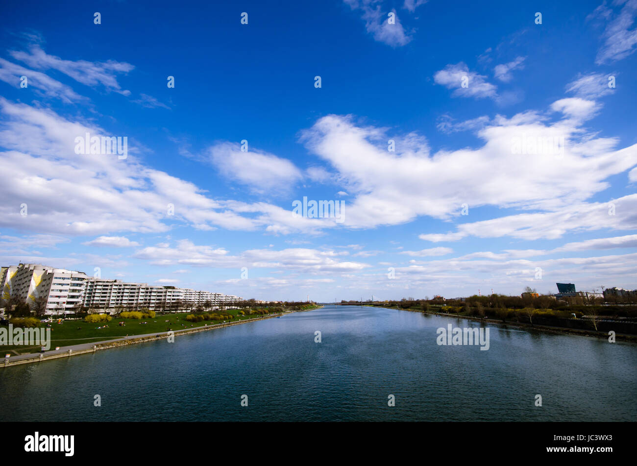 Wien river with blue sky in Vienna, Austria Stock Photo - Alamy