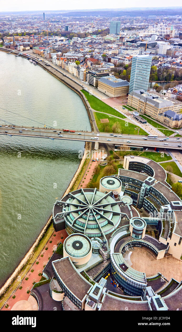 Dusseldorf at the river Rhine in Germany. Aerial View Stock Photo - Alamy