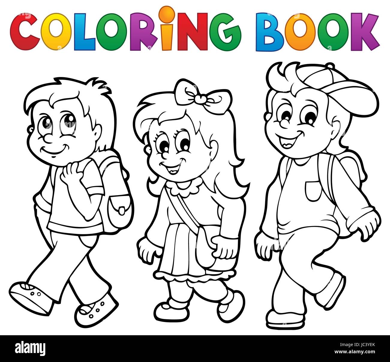 Coloring book school kids theme 2 - picture illustration Stock Photo ...