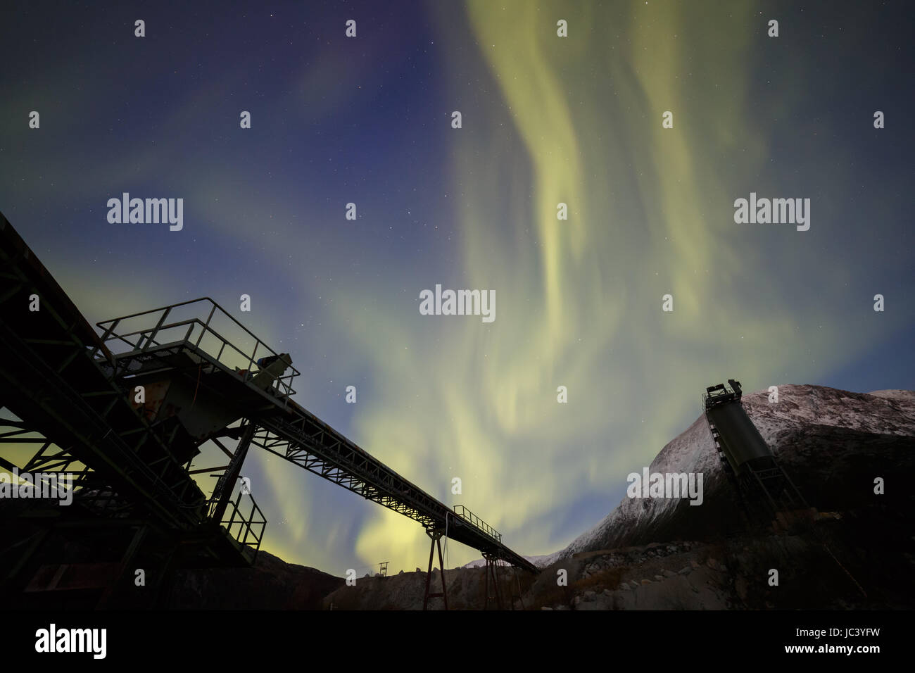 Aurora borealis, northern lights, active coloured curtains moving ...