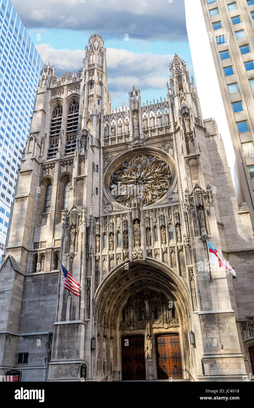 Saint Thomas Church in New York. Saint Thomas Church is located at the corner of 53rd Street and ...