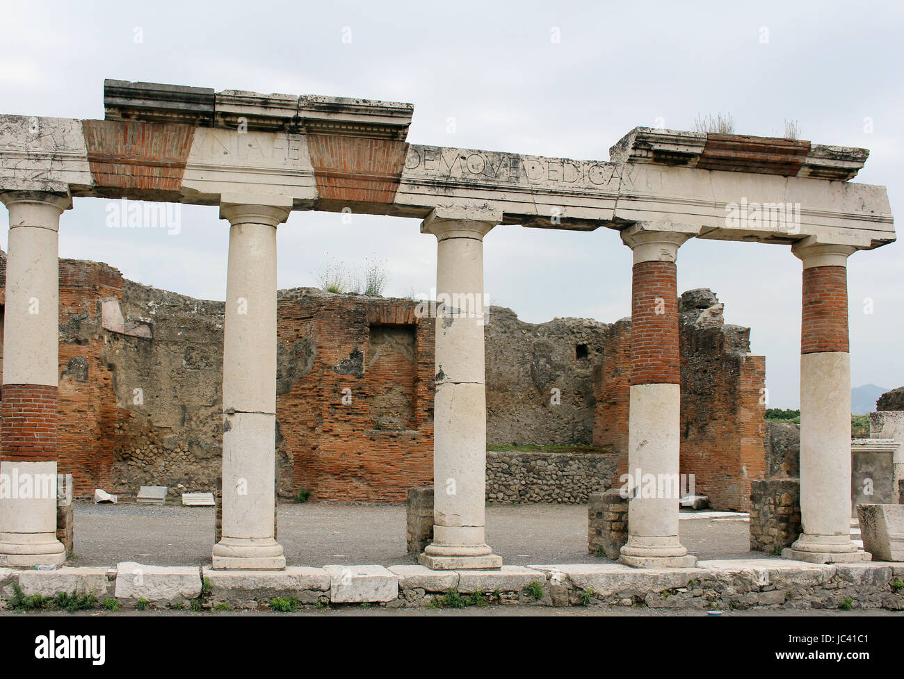Ancient columns ruins inside old city of Pompeii Stock Photo - Alamy