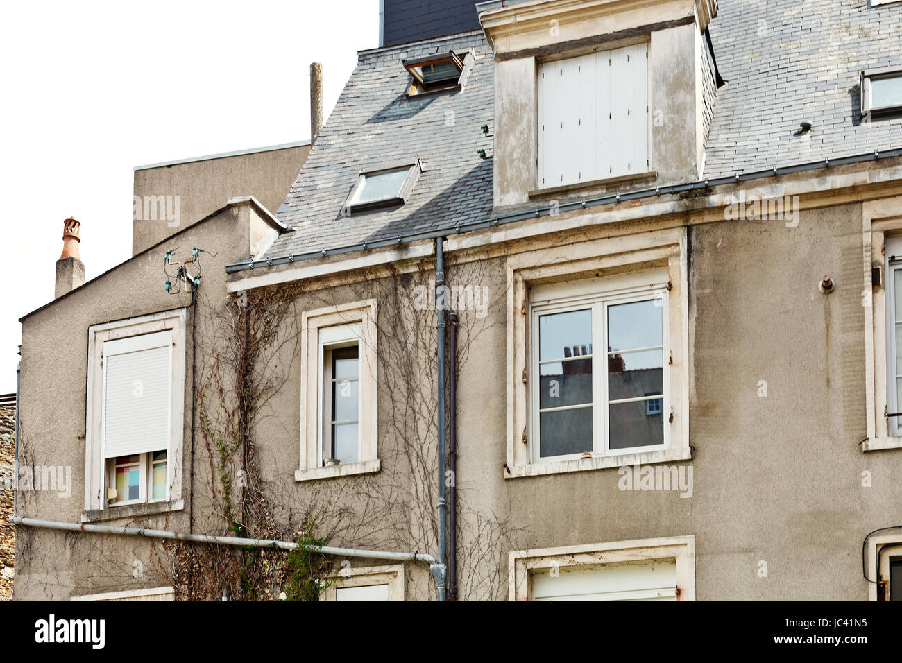 facade of old urban houses on street in Angers city, France Stock Photo ...