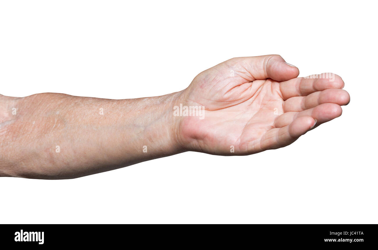 worker hand pointing direction - hand gesture isolated on white ...