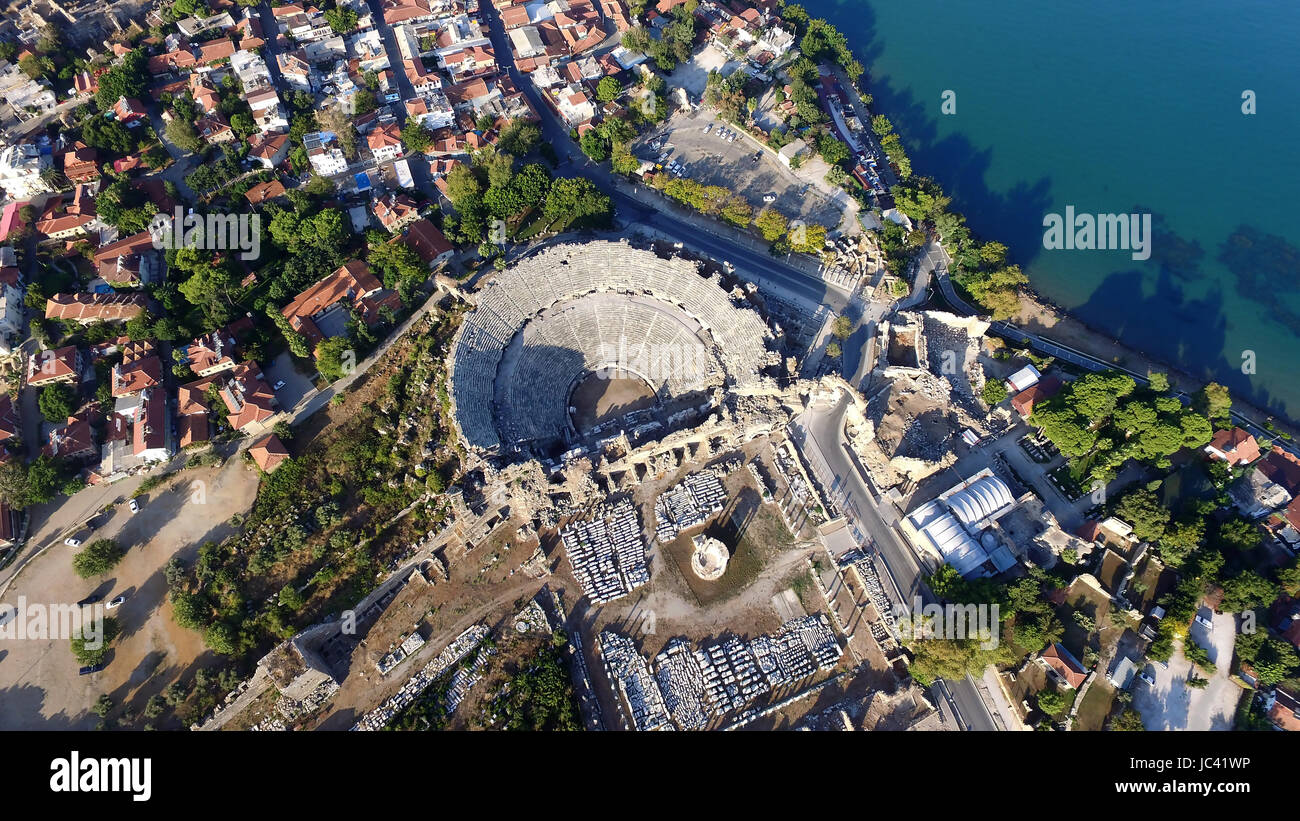 Ruins of the ancient city of Side and the Amphitheatre photo with the ...