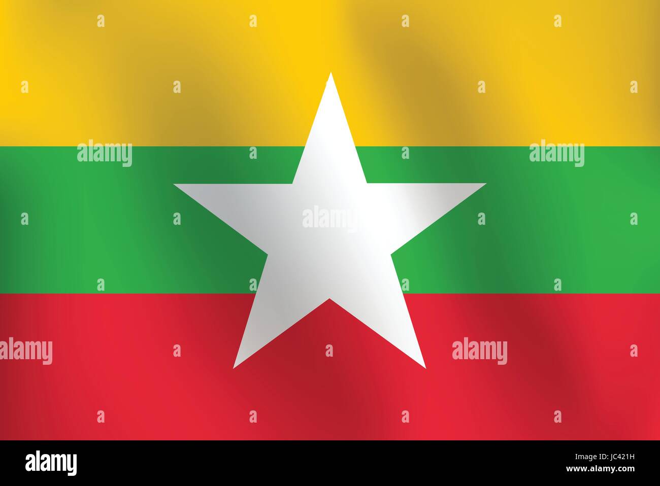 Flag of Burma with a little Waving, Shading & Flag Colors separated ...