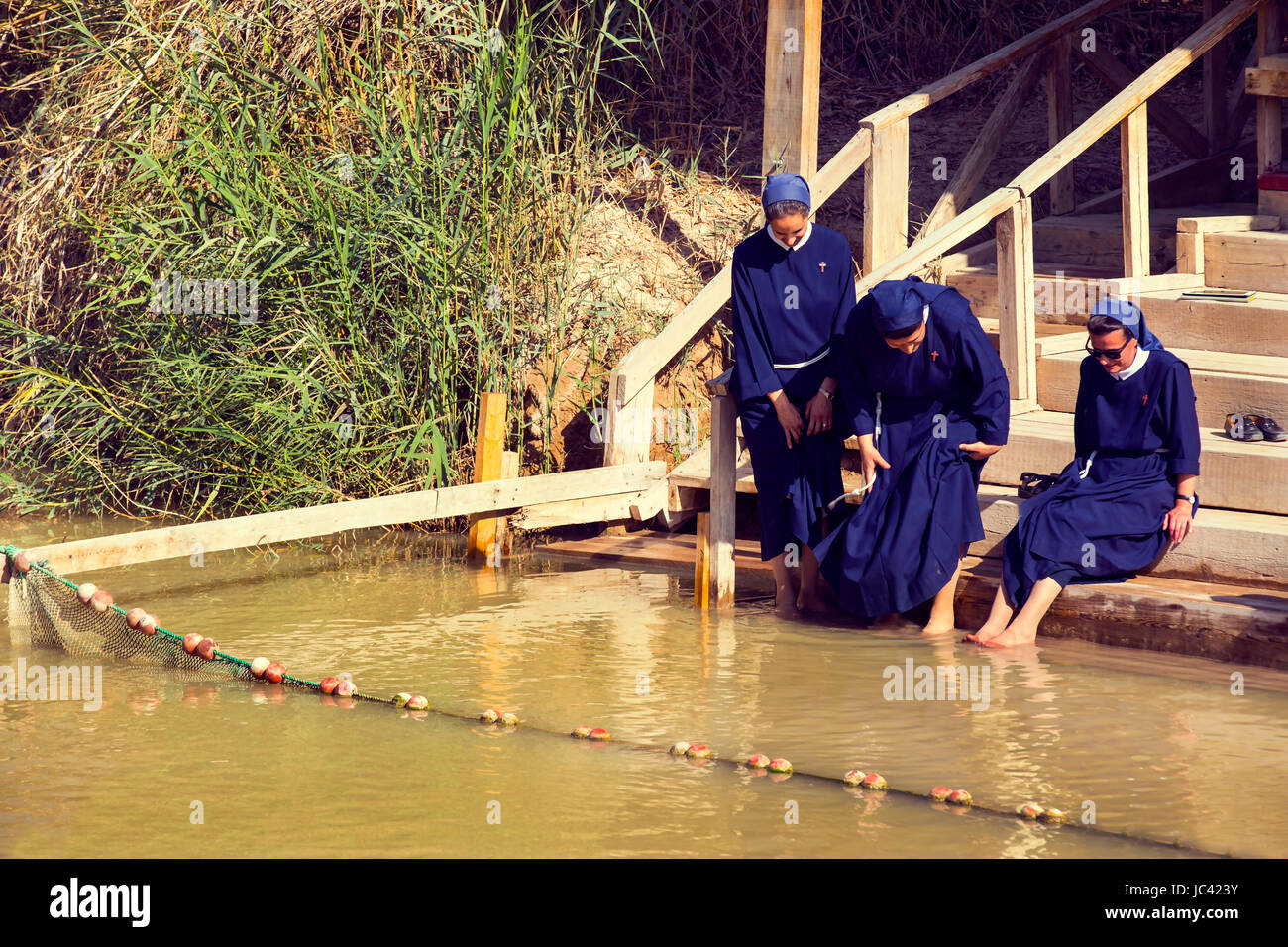 BETHABARA, ISRAEL - OCTOBER- 7, 2016: Pilgrims Catholic nuns on the ...