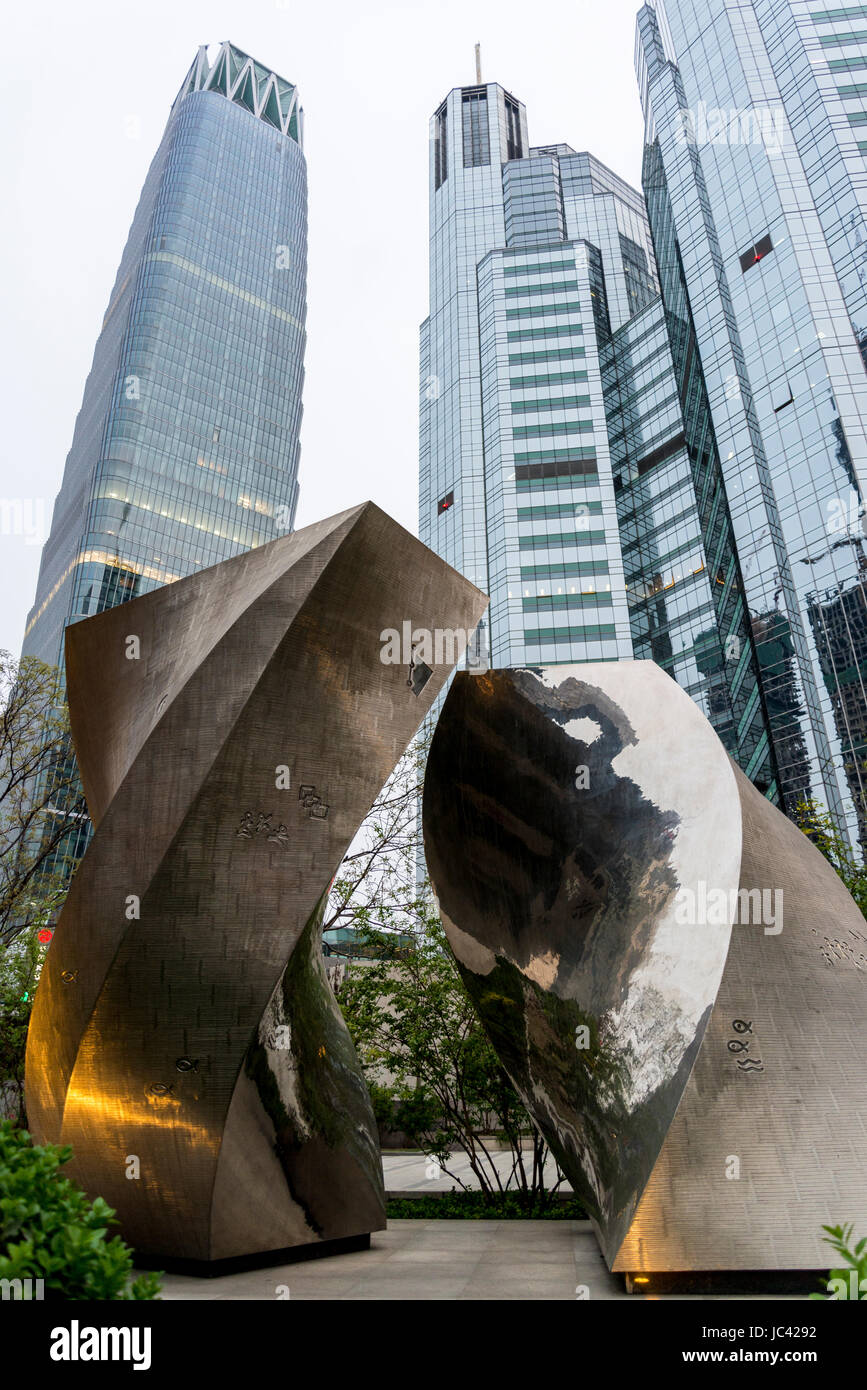 Modern abstract sculpture, Beijing Central Business District, Beijing ...