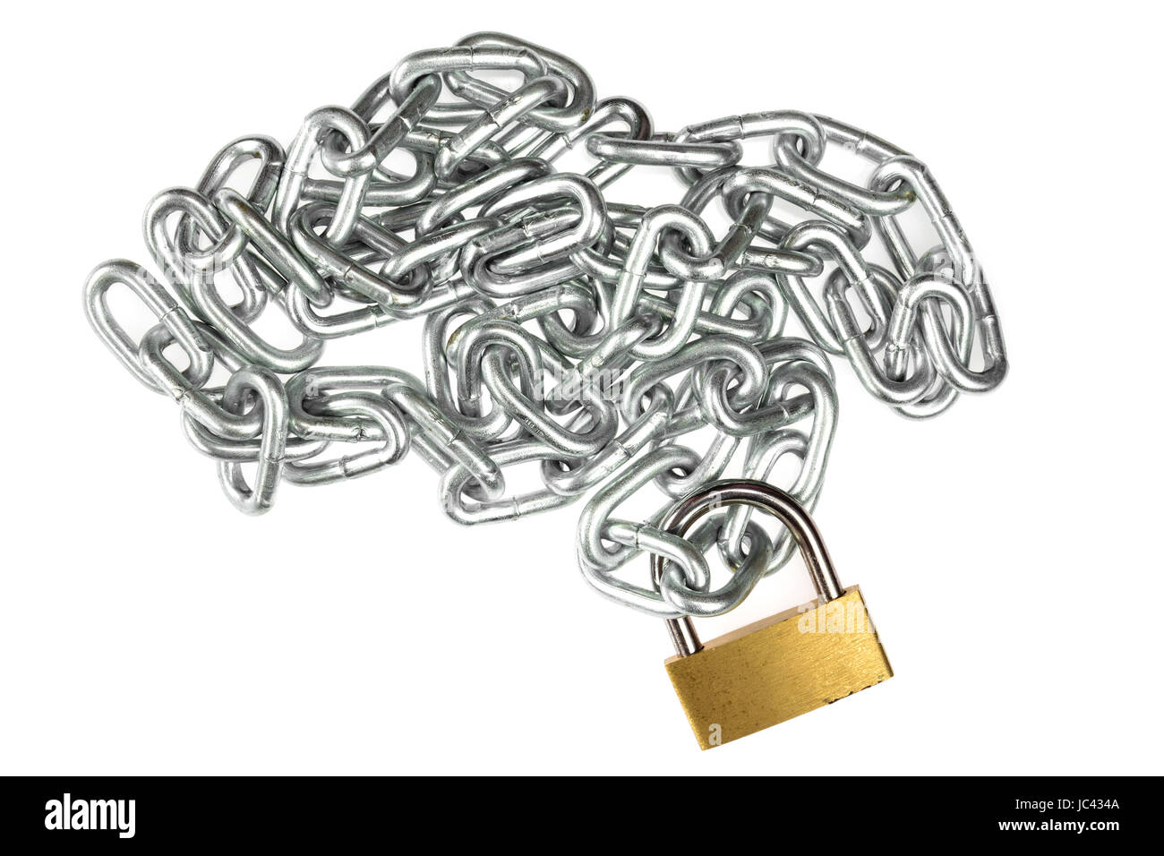 Padlock with metal chain on a white background Stock Photo - Alamy