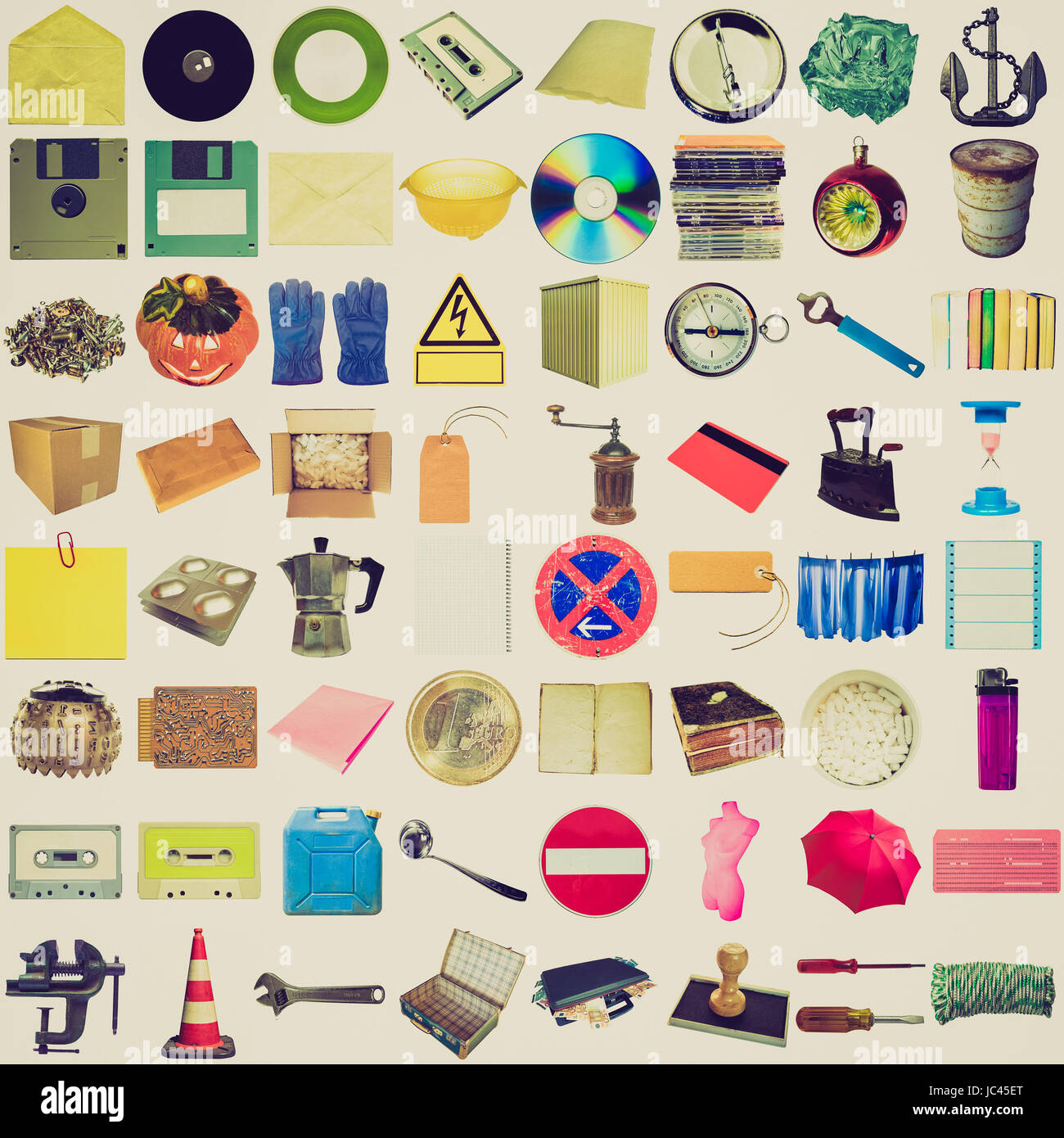Vintage retro looking Many object isolated over a white background (all ...